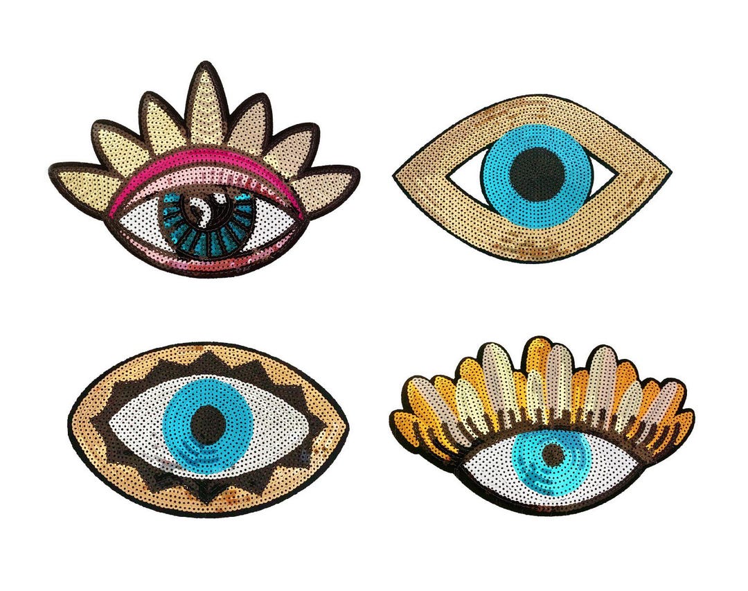 Set Evil Eye Patch, Sequin Eye Patch, Sparkling Eye Applique for T ...