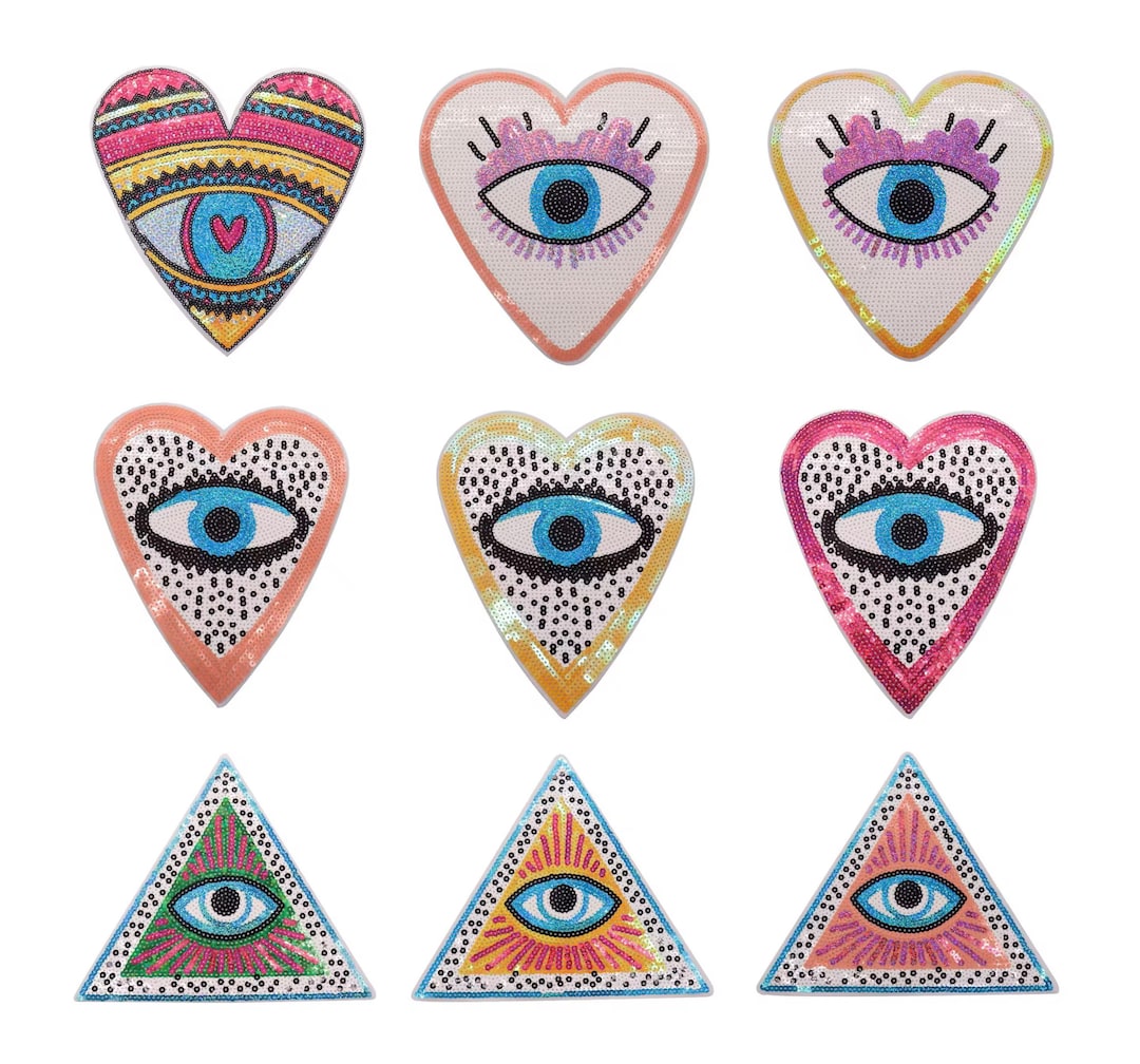 Sequin Evil Eye Patch: Iron on Applique - Etsy