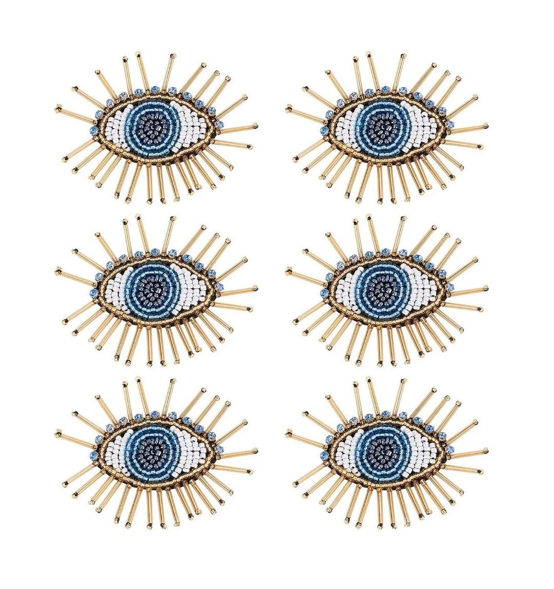 6pcs Evil Eyes Beaded Badge Patch, Sew on Patch - Evil Eye Patches ...