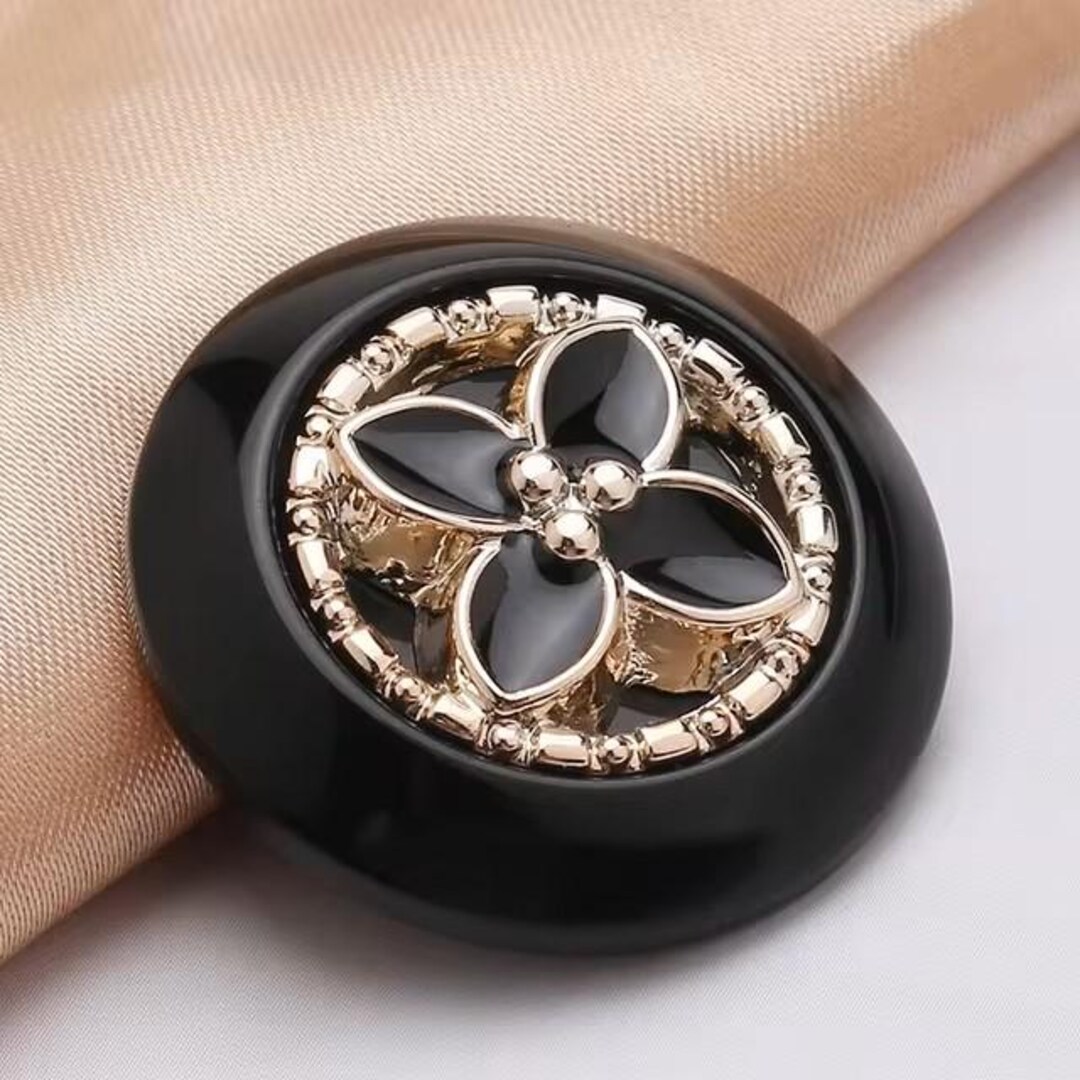 Black Embossed Flower Metal Shank Buttons: Sewing Embellishments - Etsy