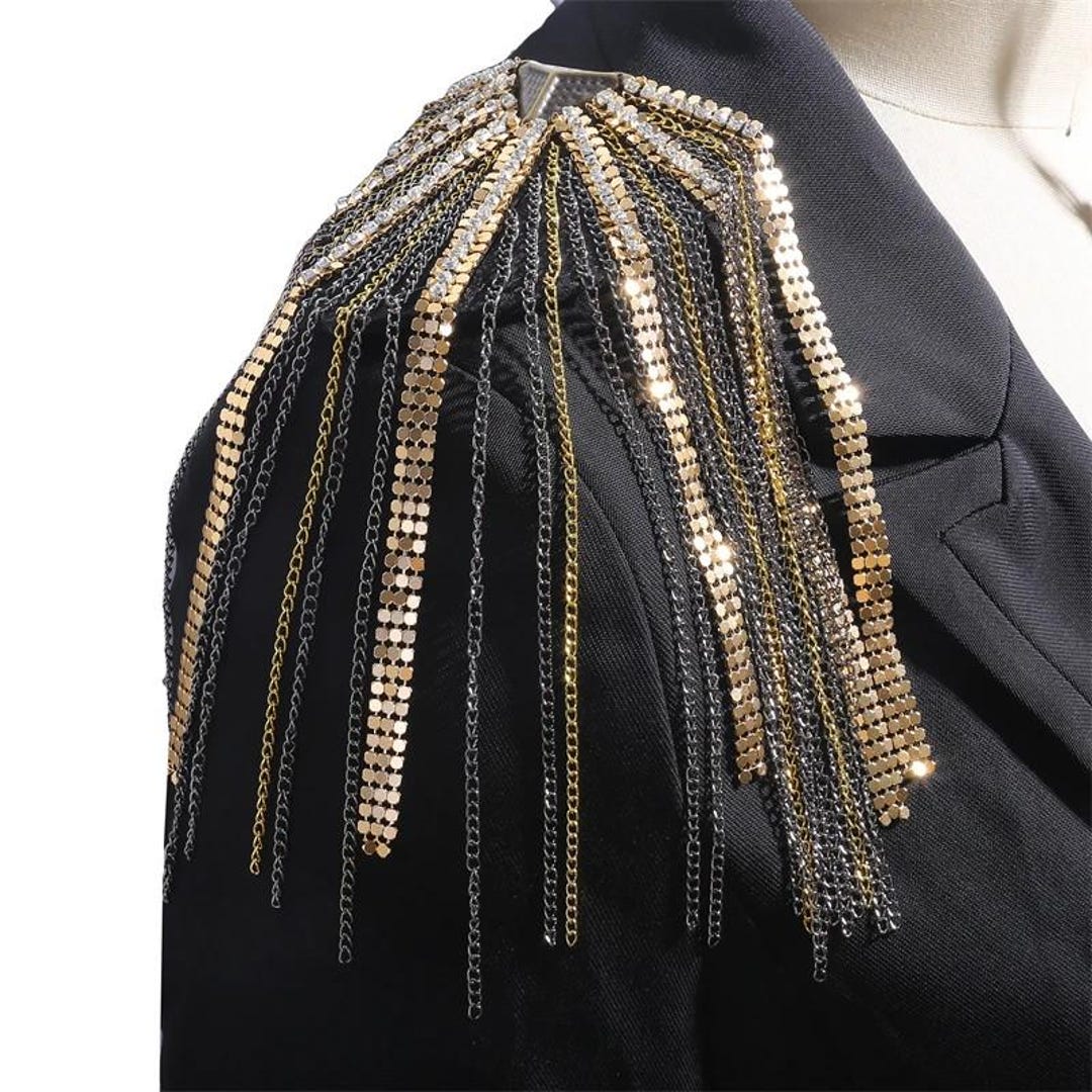Handmade Crystal Tassel Epaulets: Studded Shoulder Pads - Set - Etsy