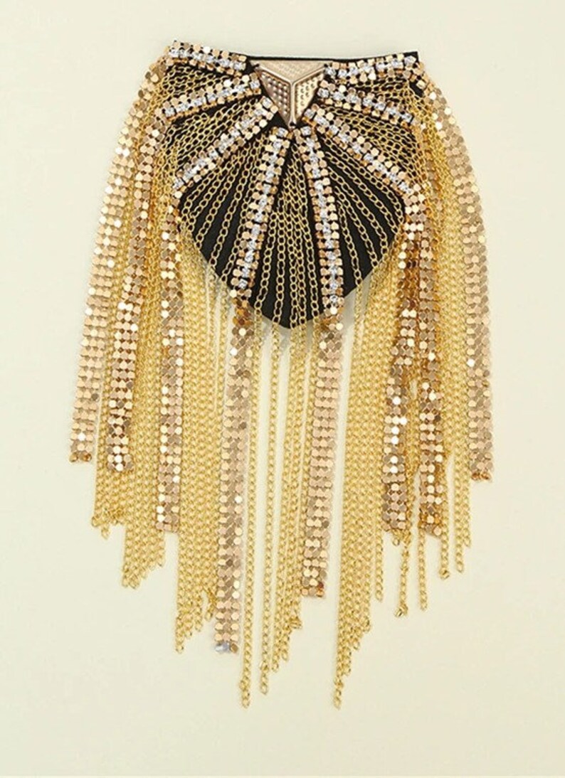 Handmade Crystal Tassel Epaulets: Studded Shoulder Pads - Set - Etsy