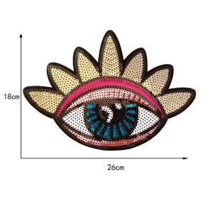 All Seeing Eye Sequin Iron on Patch, Evil Eye Large Sew on Patch, Large Eye Patch, Eye Sequined ...