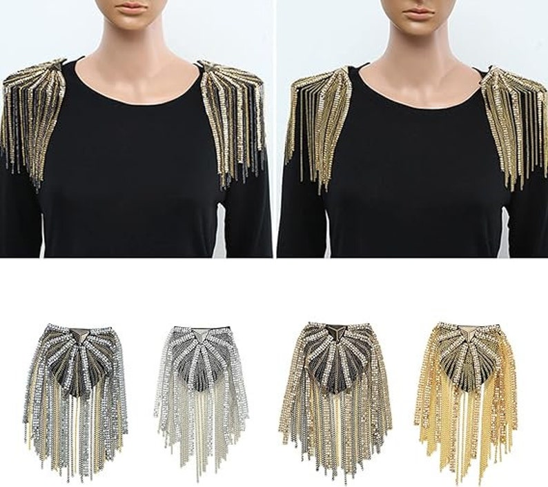 Handmade Crystal Tassel Epaulets: Studded Shoulder Pads - Set - Etsy