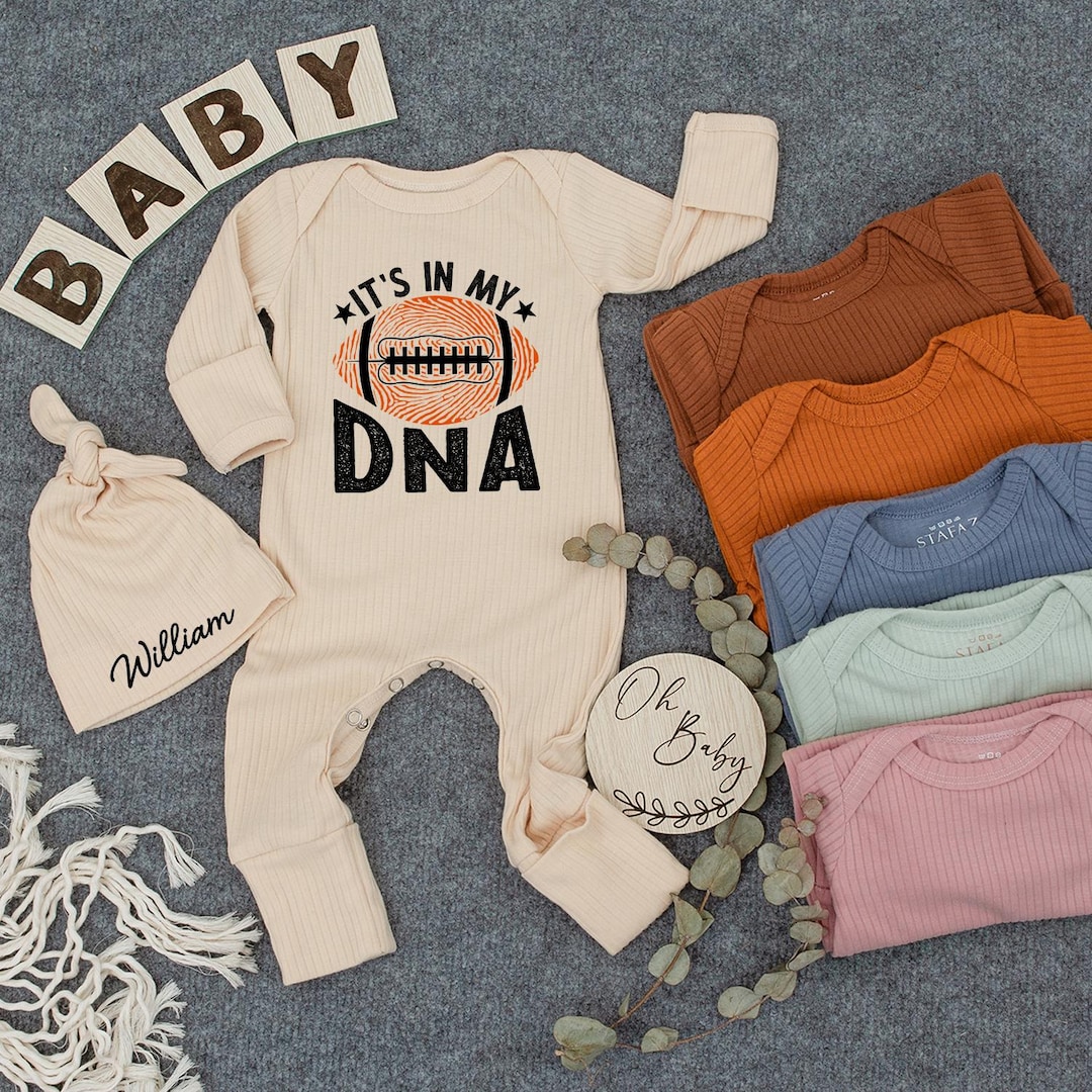 Custom Football It's in My DNA Baby Bodysuit, Pregnancy Announcement ...