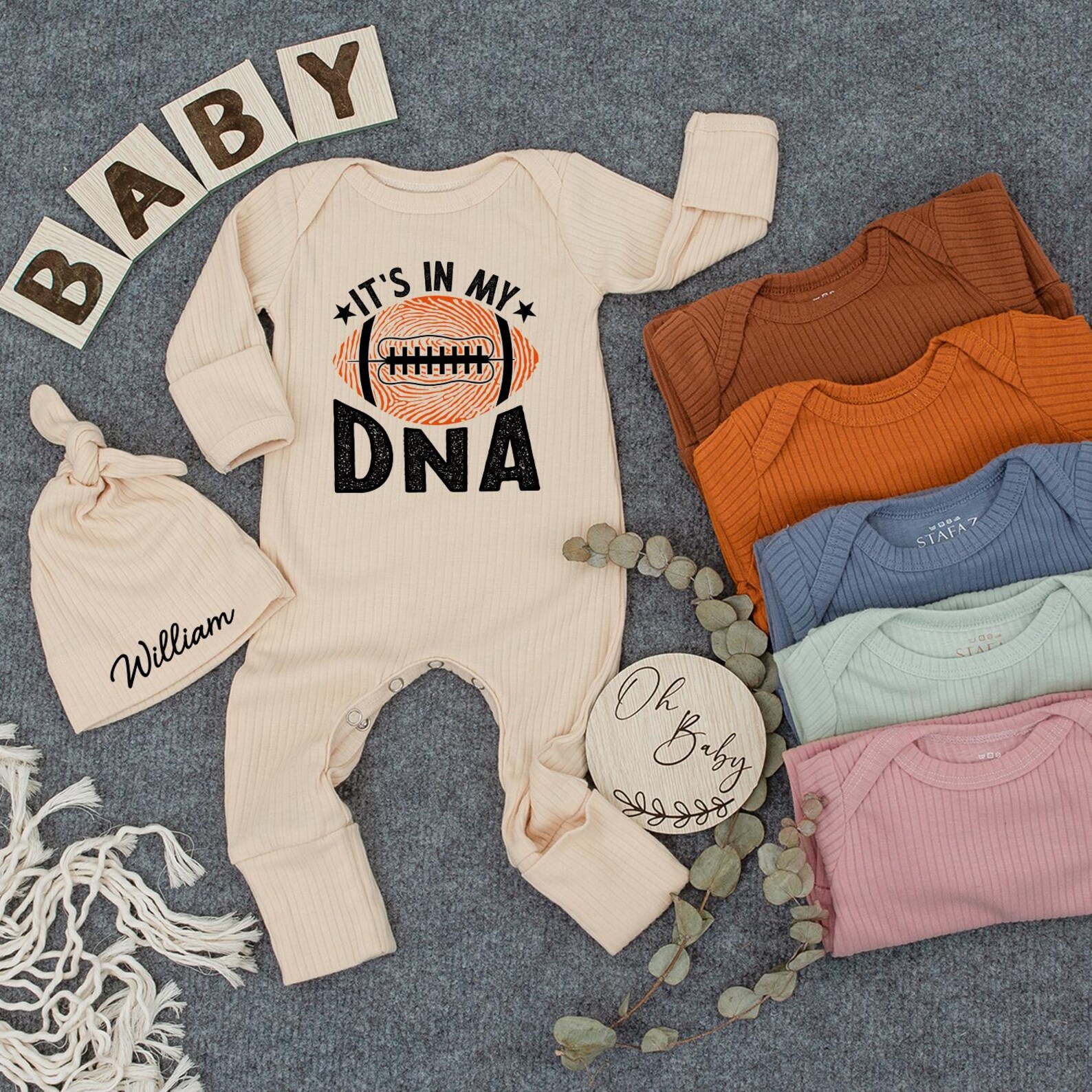 Custom Football It's in My DNA Baby Bodysuit, Pregnancy Announcement ...