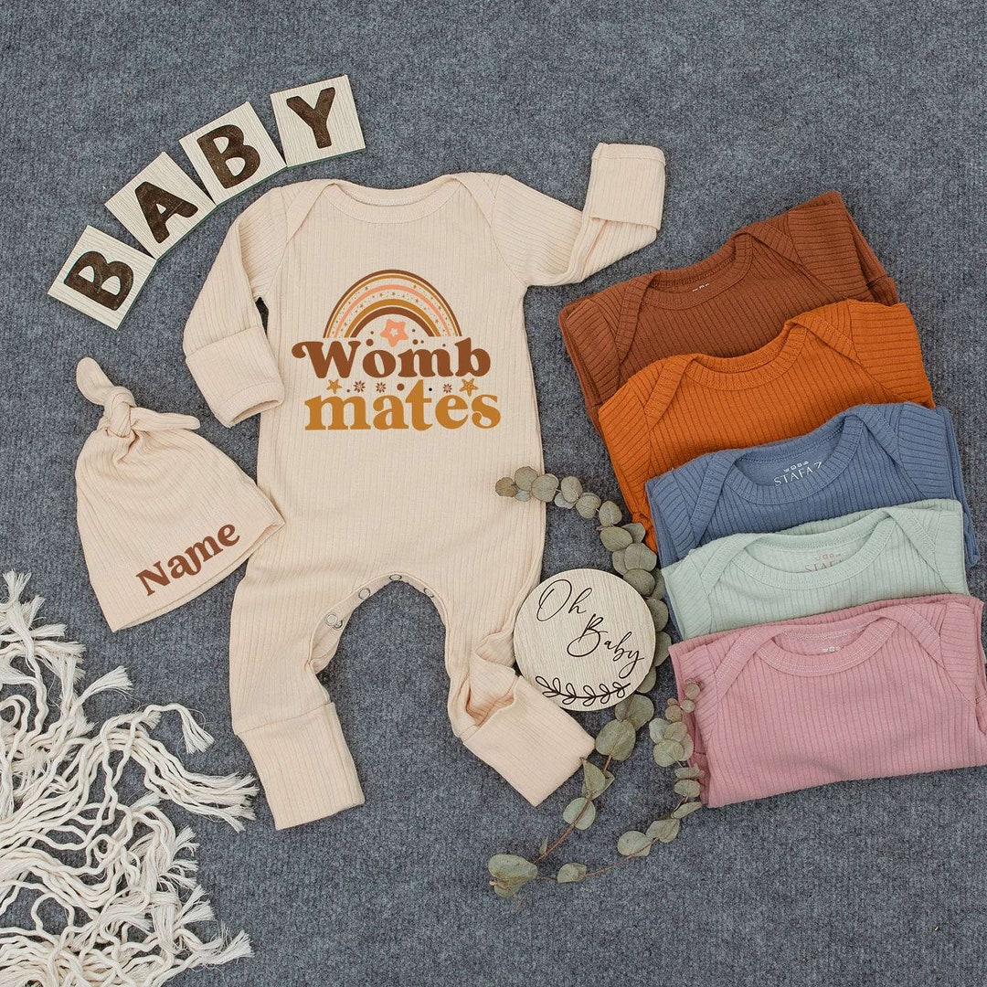 Womb Mates Baby Bodysuit and Hat Set, Personalized Newborn Outfit - Etsy