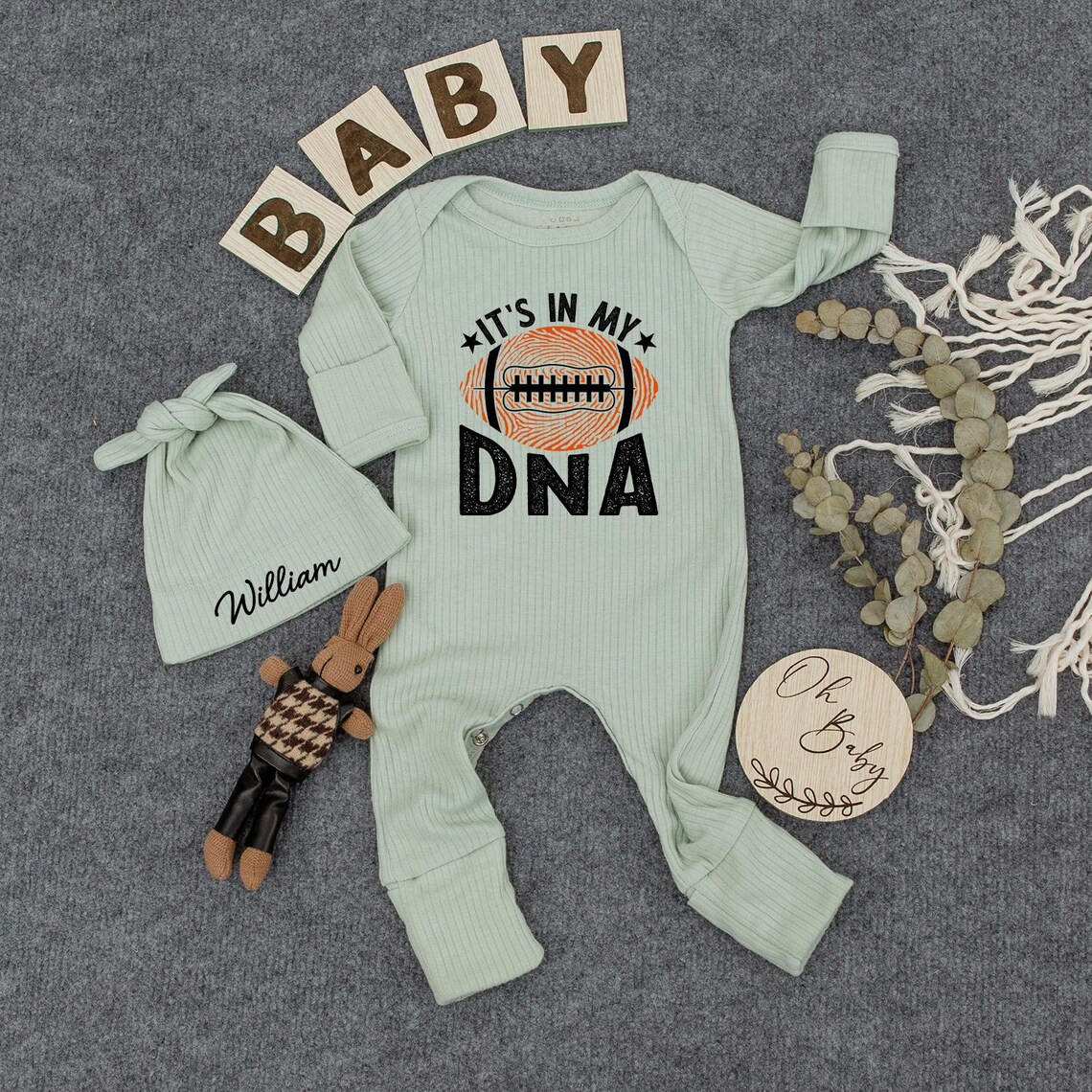 Custom Football It's in My DNA Baby Bodysuit, Pregnancy Announcement ...