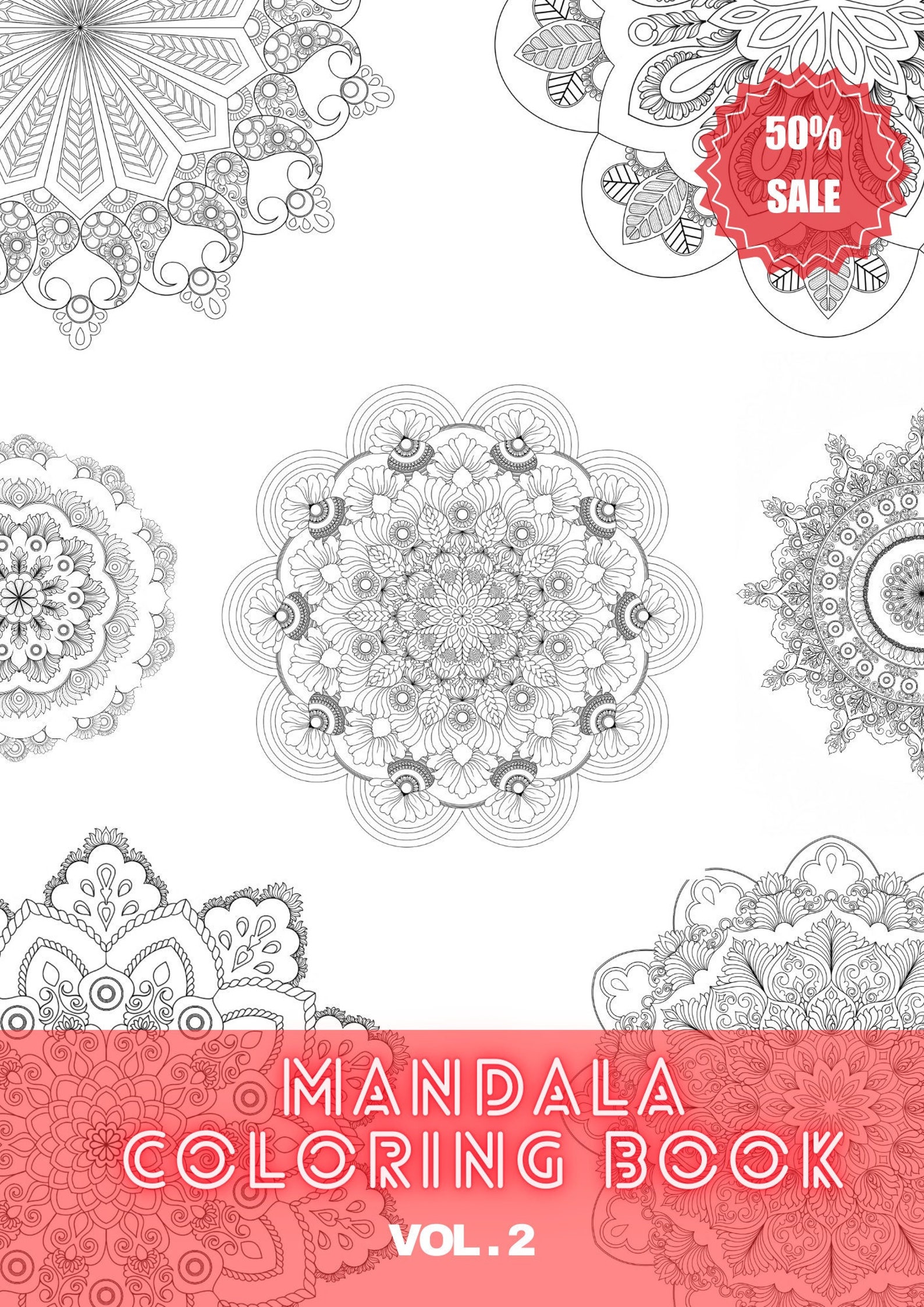 Mandala Coloring Book Vol. 2 | Adult Coloring Book| Hand Drawn Coloring ...