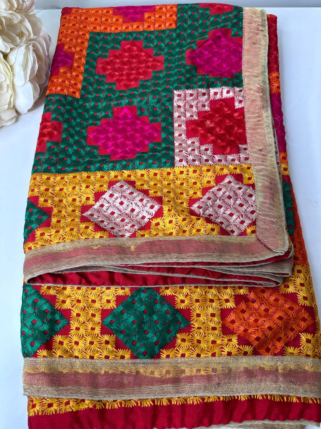 Traditional Phulakri Embroidered Work Bridal, Wedding Wear Indian ...