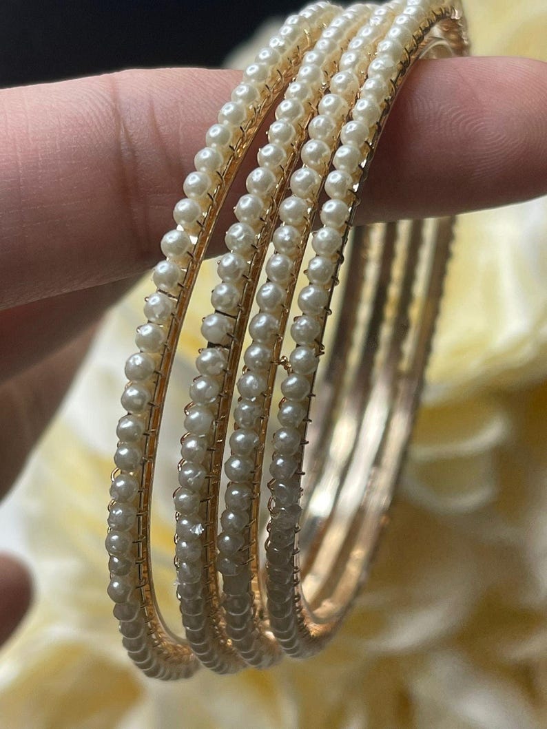 Designer Pearl Bangles -indian Bangles -bridesmaid Gift- Gold Plated ...