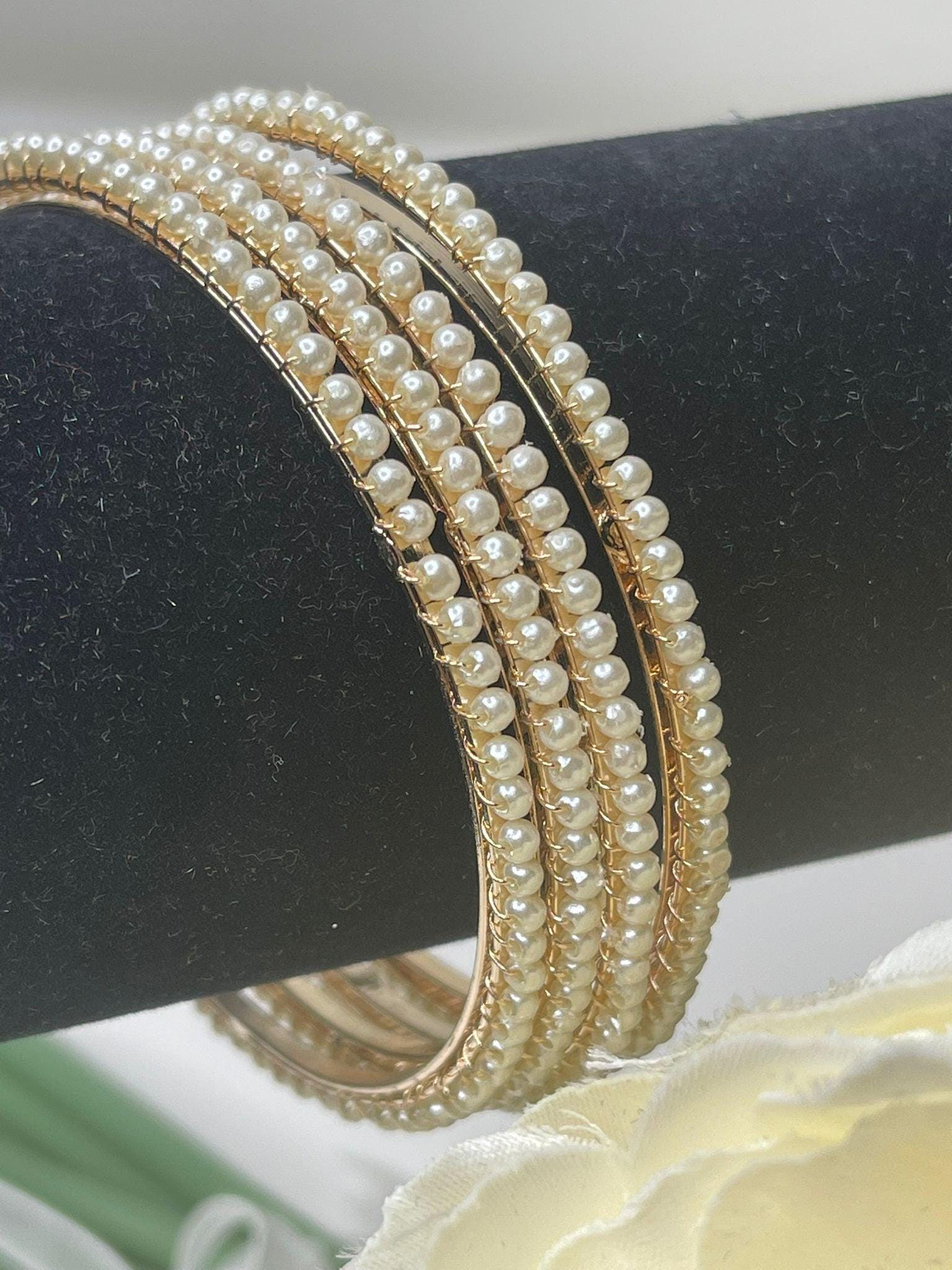 Designer Pearl Bangles -indian Bangles -bridesmaid Gift- Gold Plated ...