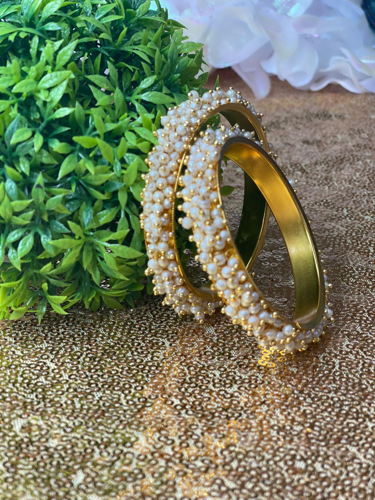 Designer Pearl Bangles -indian Bangles -bridesmaid Gift- Gold Plated ...