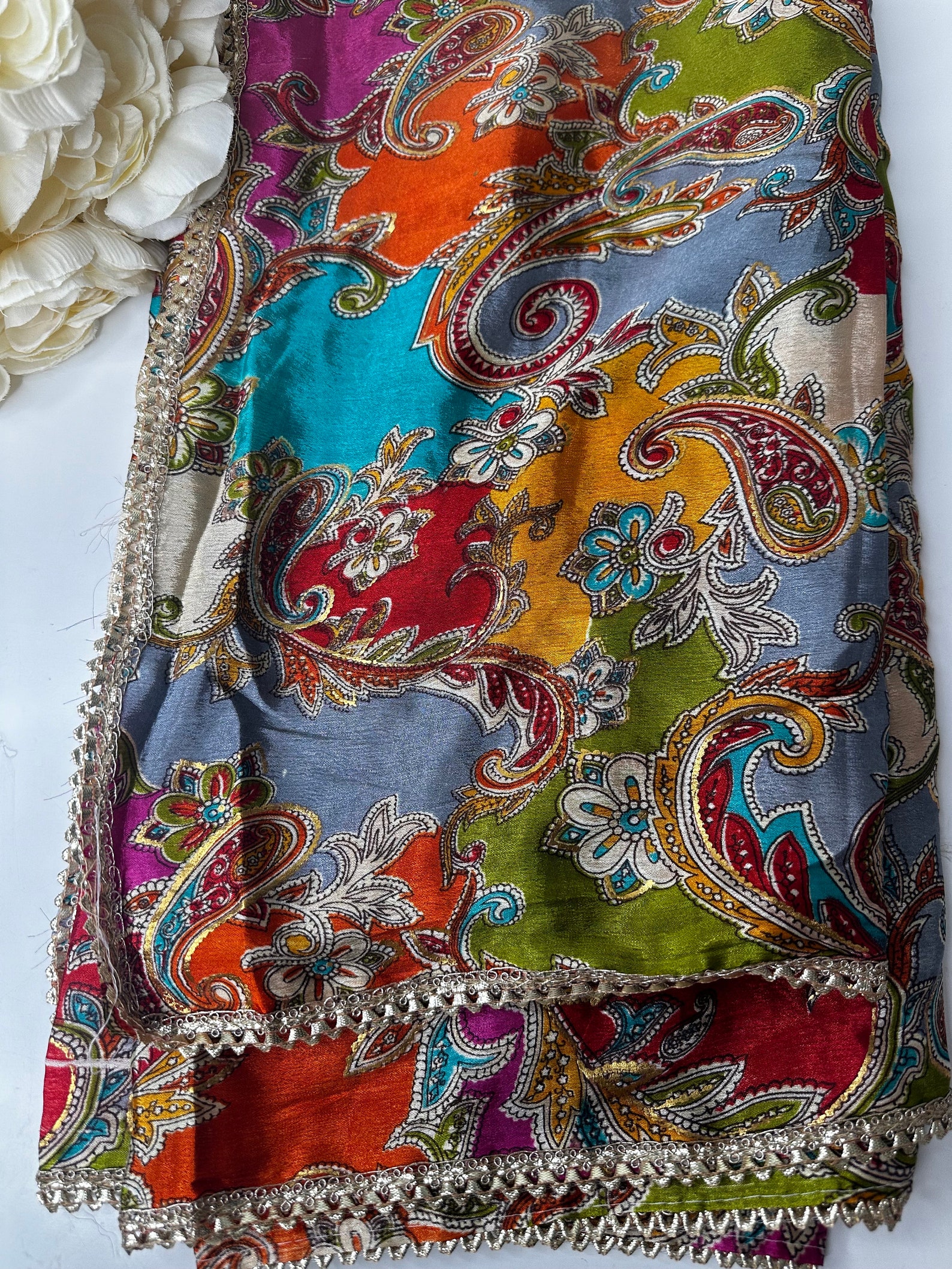 Multicolor Dupatta With Gotta Patti Lace - Etsy