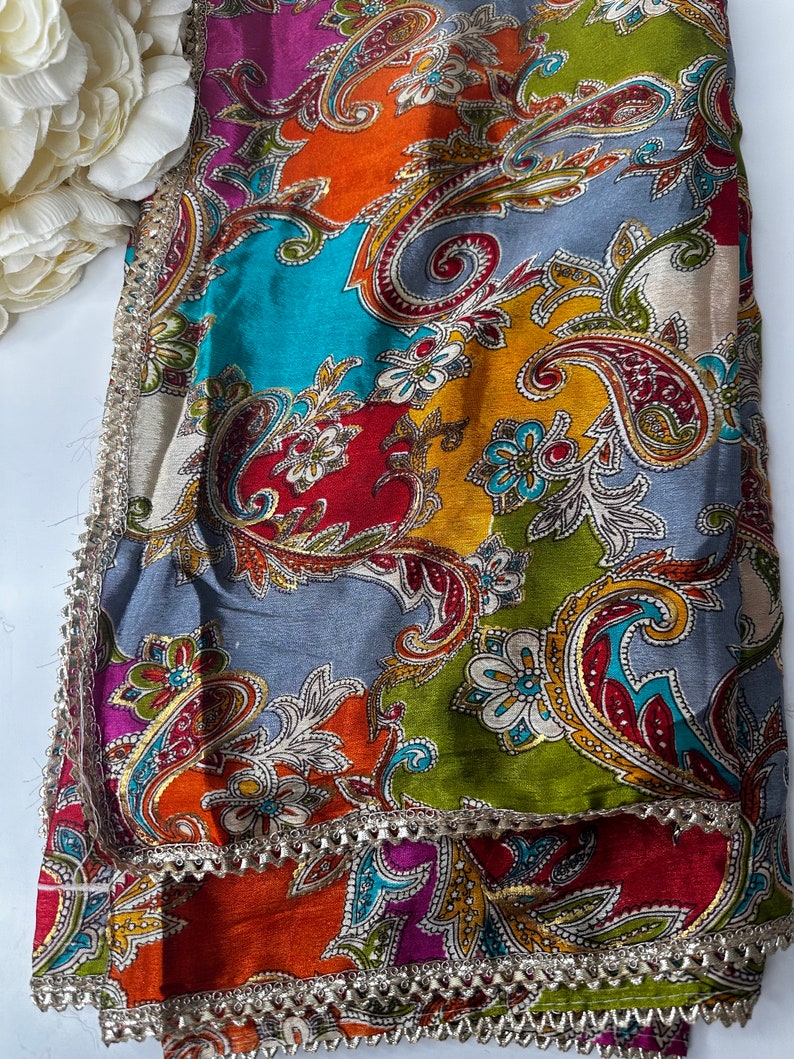 Multicolor Dupatta With Gotta Patti Lace - Etsy