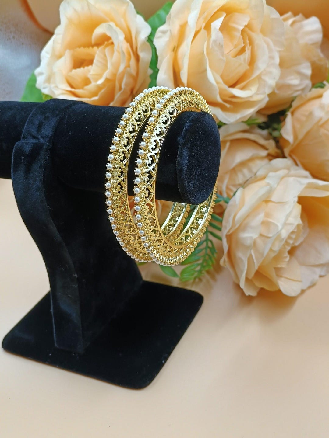 Designer Pearl Bangles -indian Bangles -bridesmaid Gift- Gold Plated ...