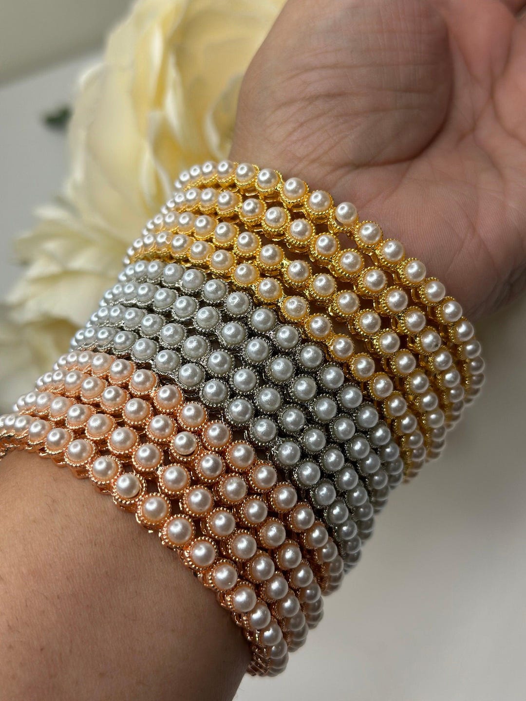 Designer Pearl Bangles -indian Bangles -bridesmaid Gift- Gold Plated ...
