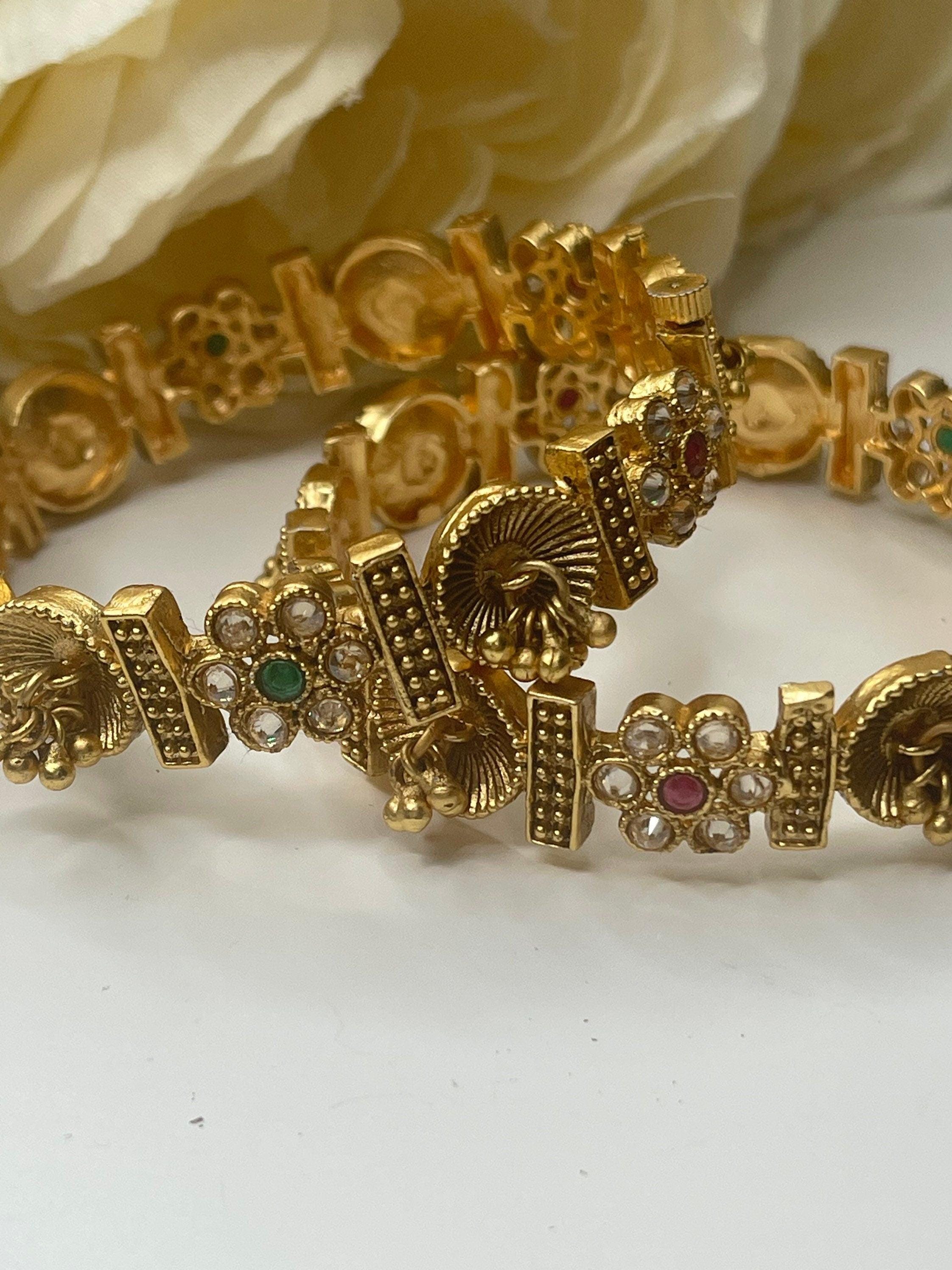 Kundan Bangles|gold Pacheli|indian Bangles|indian Kada|openable Bangle ...