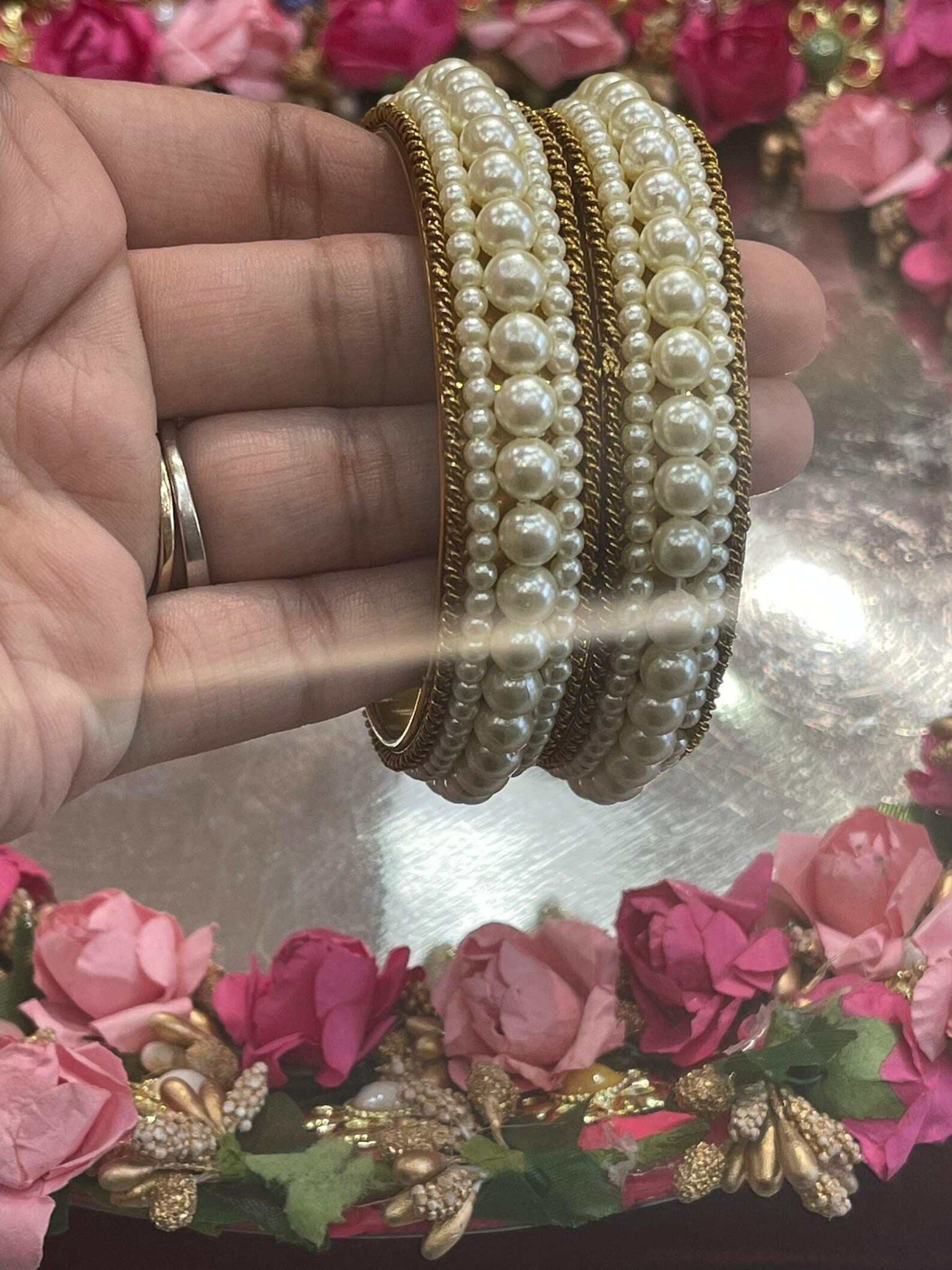Designer Pearl Bangles -indian Bangles -bridesmaid Gift- Gold Plated ...