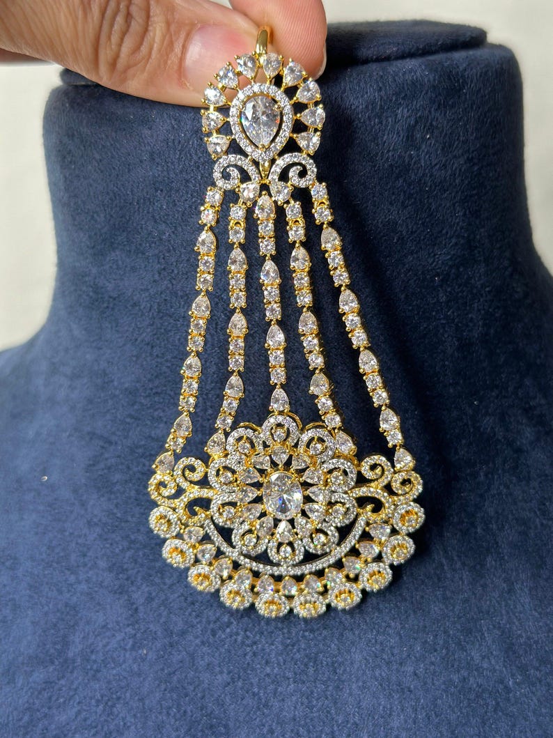 Izhaar American Diamond Passa | Indian Kundan Paasa | Pearl Jewelry ...