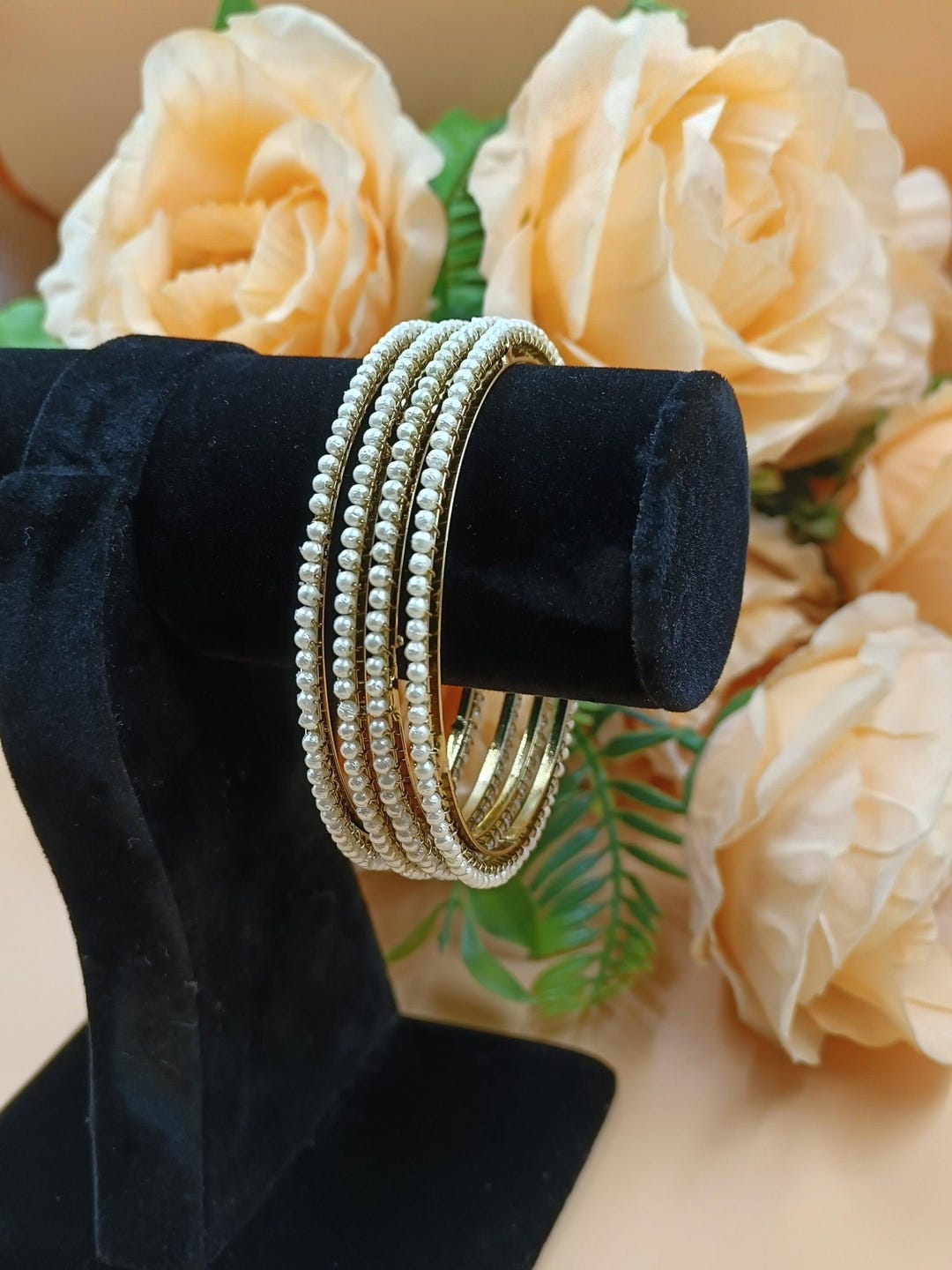 Designer Pearl Bangles -indian Bangles -bridesmaid Gift- Gold Plated ...
