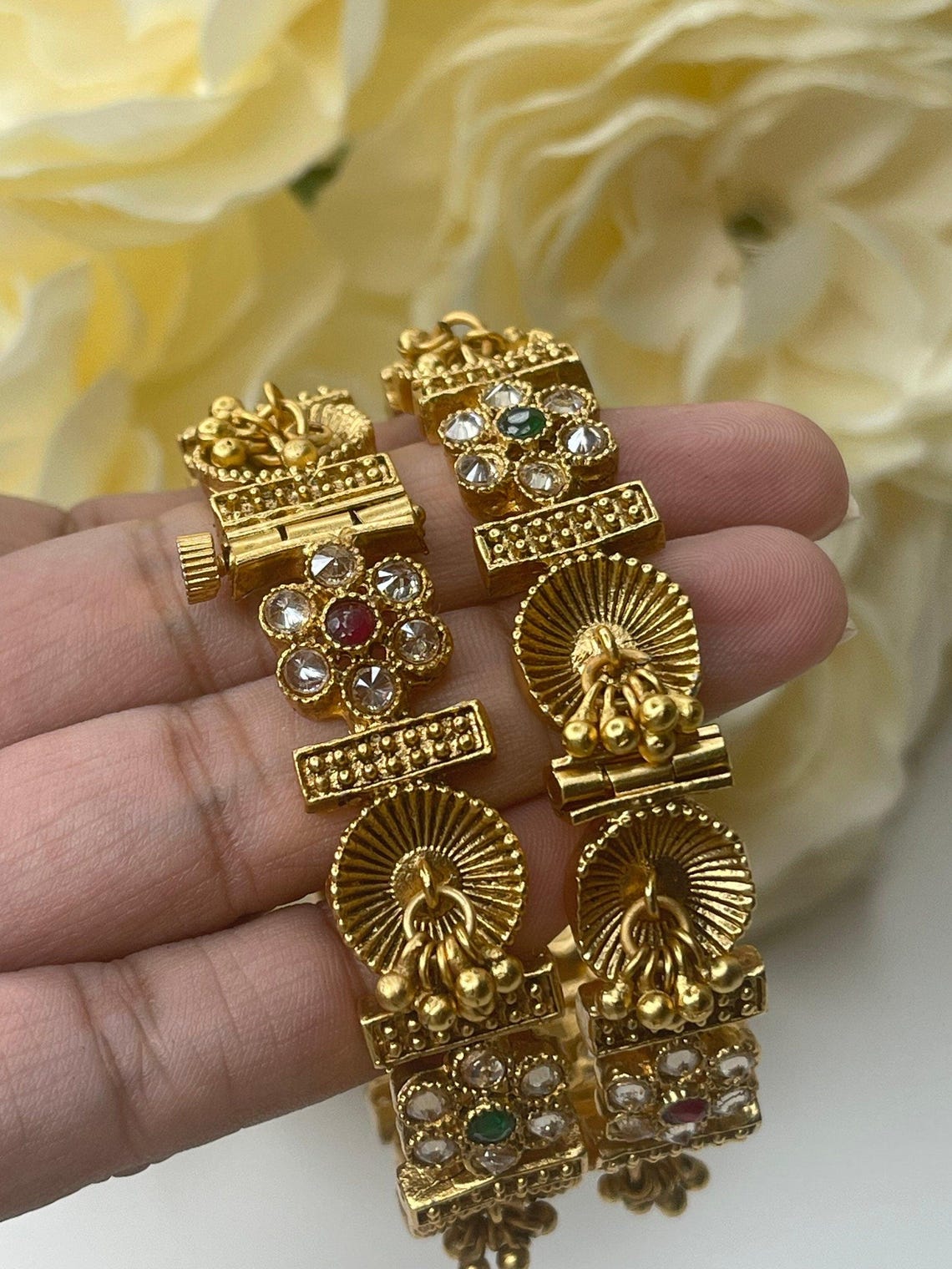 Kundan Bangles|gold Pacheli|indian Bangles|indian Kada|openable Bangle ...