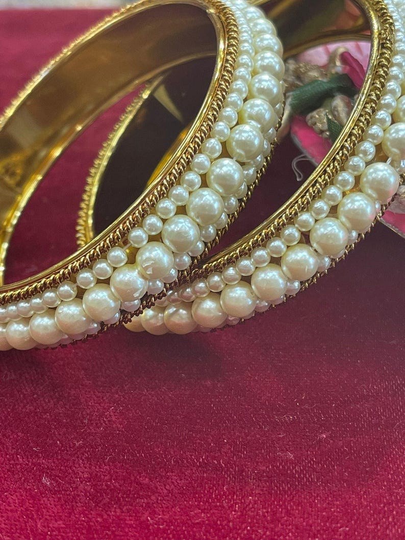 Designer Pearl Bangles -indian Bangles -bridesmaid Gift- Gold Plated ...