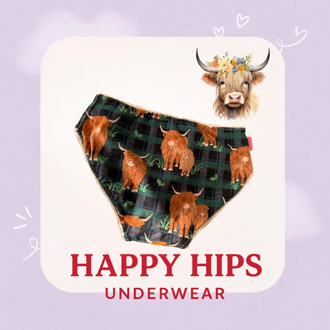 Womens Underwear |handmade Cotton Lycra|highland Cow Print| Inclusive ...