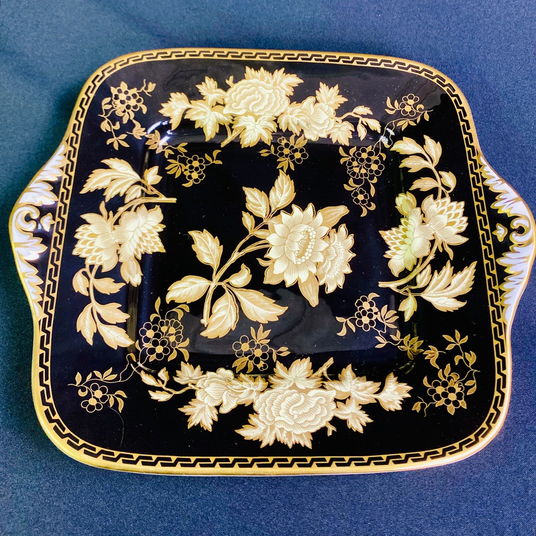 Wedgwood Tonquin Black Square Bone China Serving Plate - Etsy