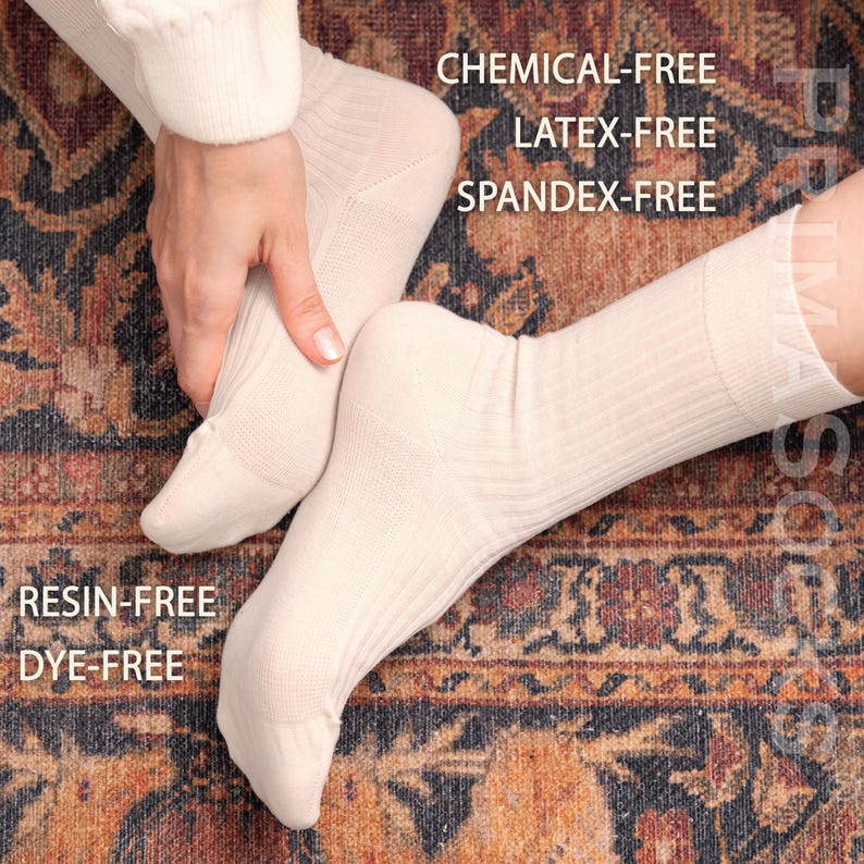 3 Pairs Set of 100% Organic Raw Cotton Crew Socks - GOTS Certificated ...