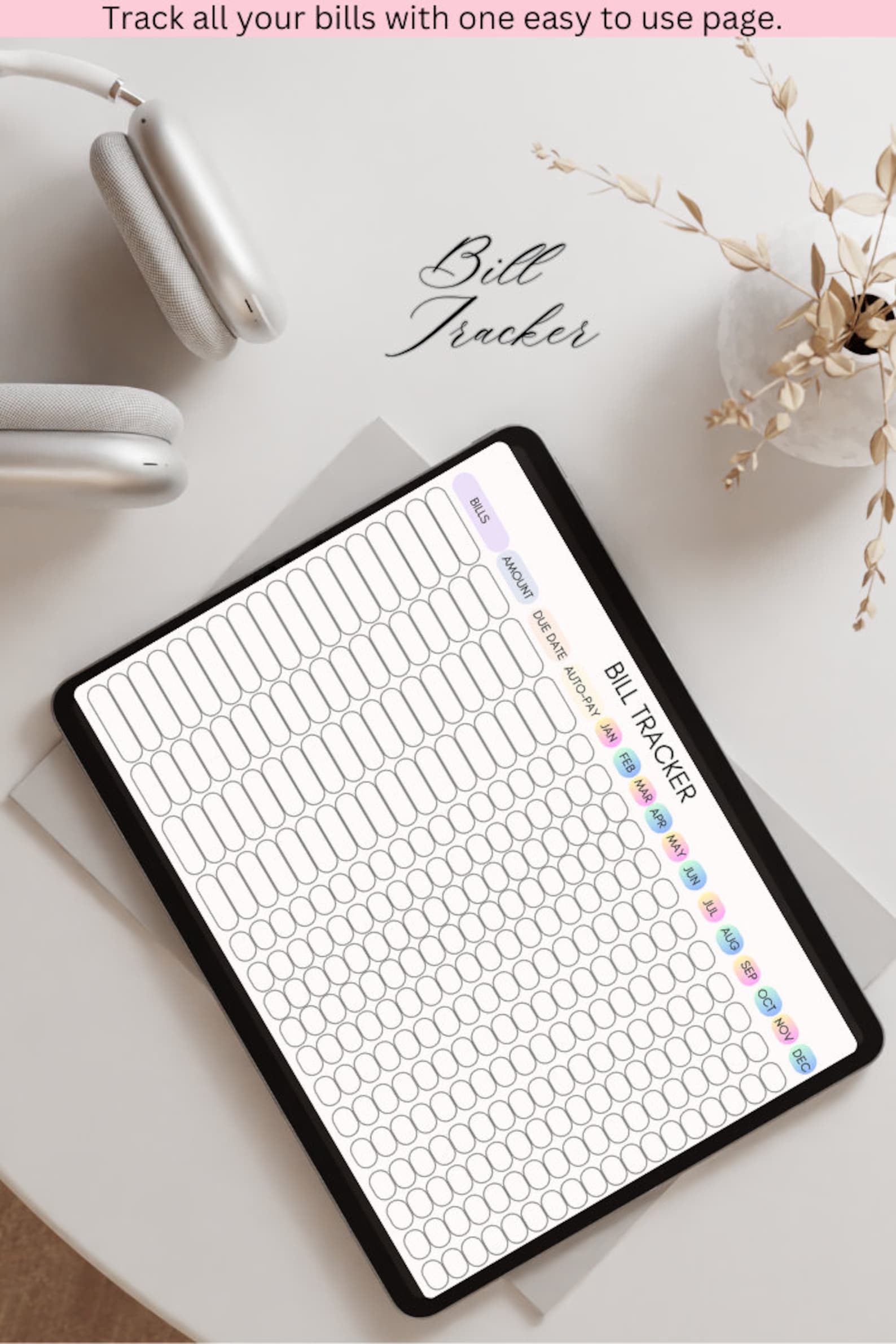 Digital Bill Tracker| Printable Bill Tracker| Editable Bill Tracker| Yearly Bill Tracker ...