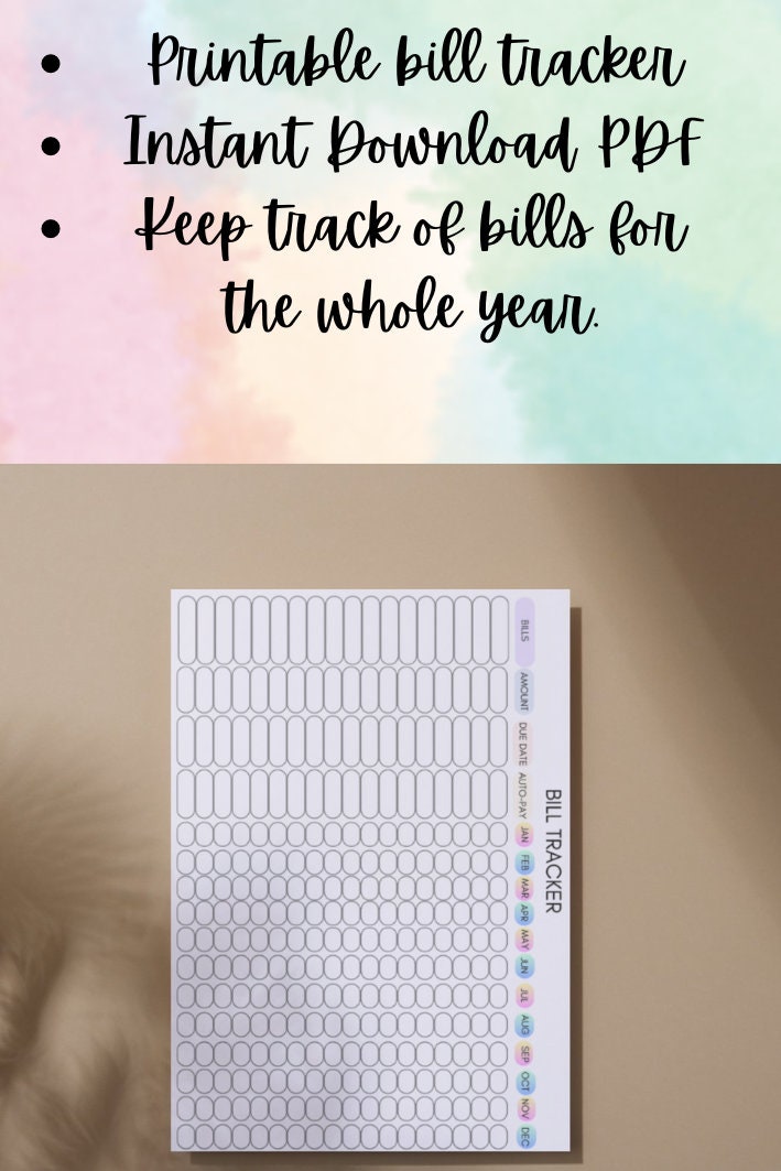 Digital Bill Tracker| Printable Bill Tracker| Editable Bill Tracker ...