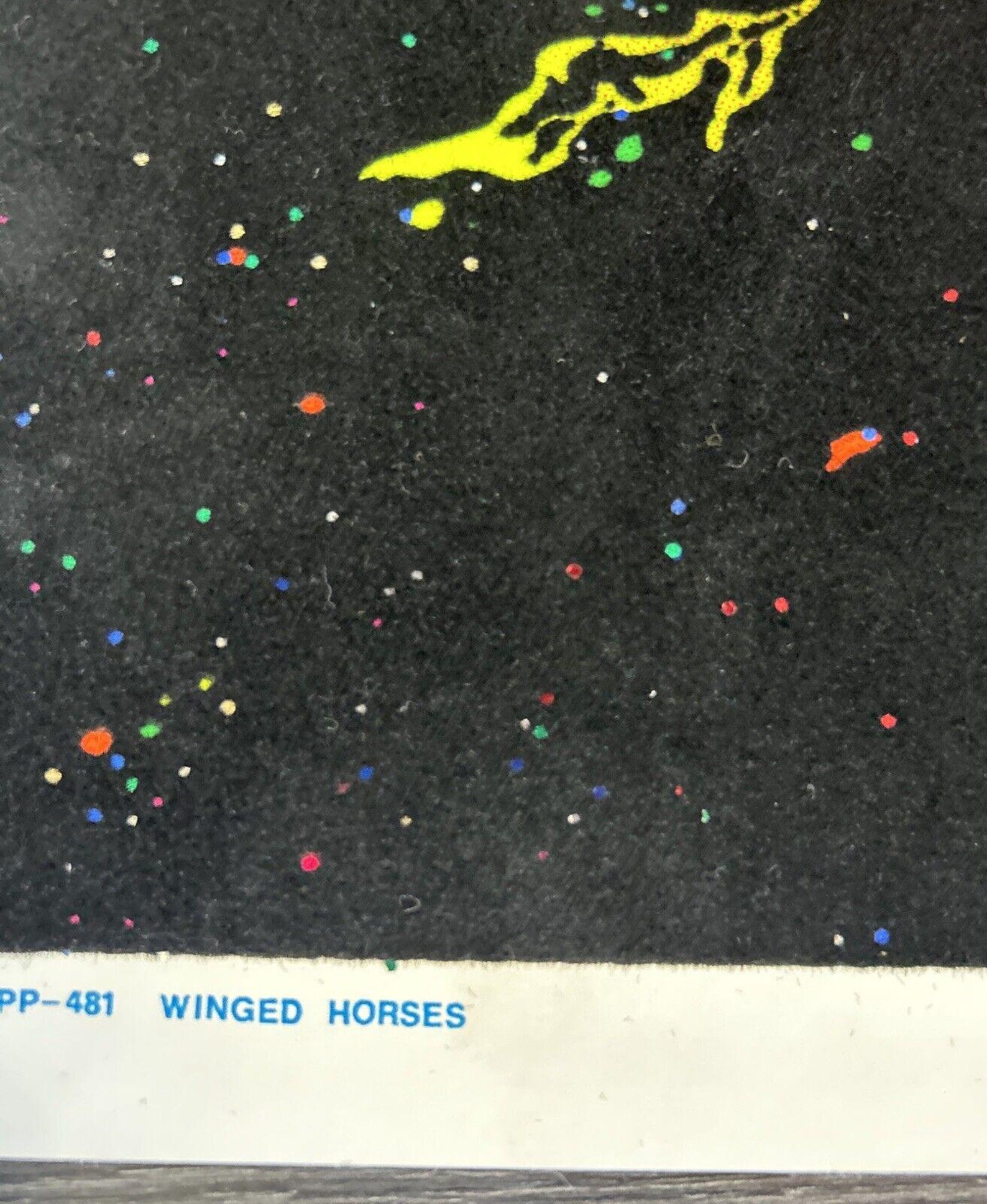 Vintage 70s Pegasus Winger Horses BLACKLIGHT Poster 35x23 Neon Kathy ...