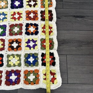 Vintage Granny Square Afghan Hand Crochet Multi-color Blanket Roseanne ...