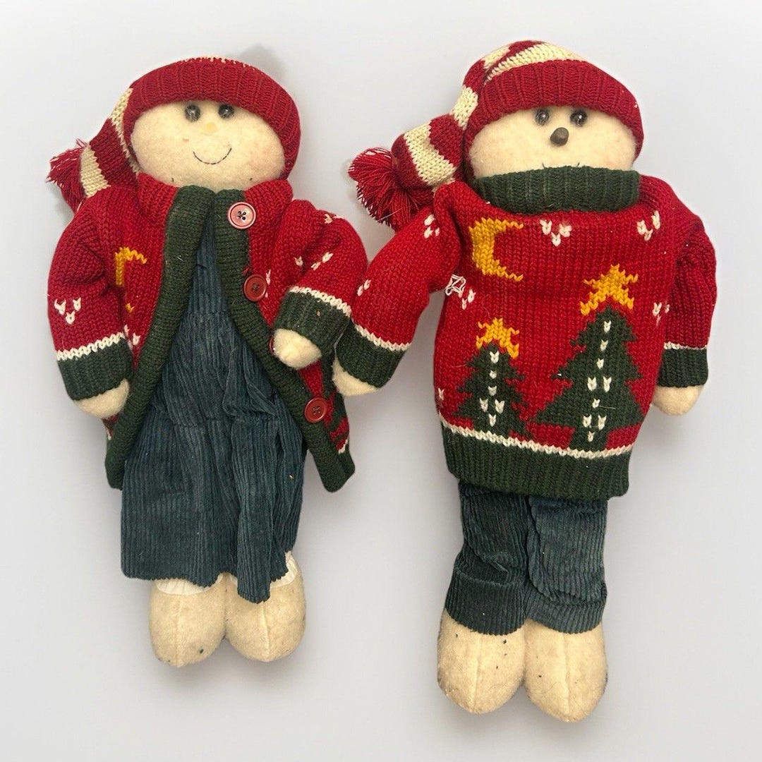Vintage 90s Standing Snowman Christmas Sweater Snow Hat Girl & Boy ...