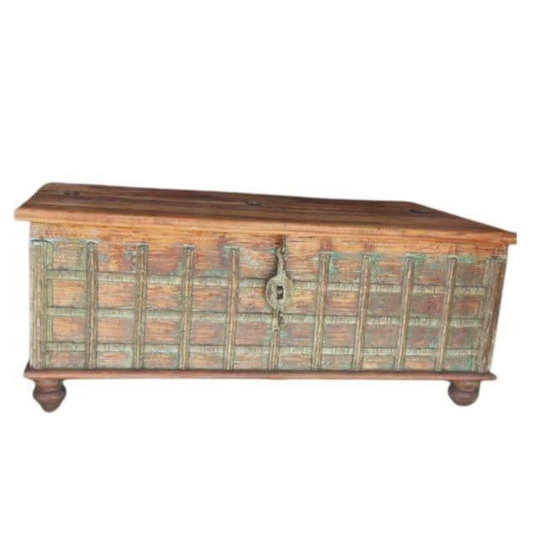 Antique Teak Indian Pitara Box Trunk Chest One-of-a-kind Bohemian ...