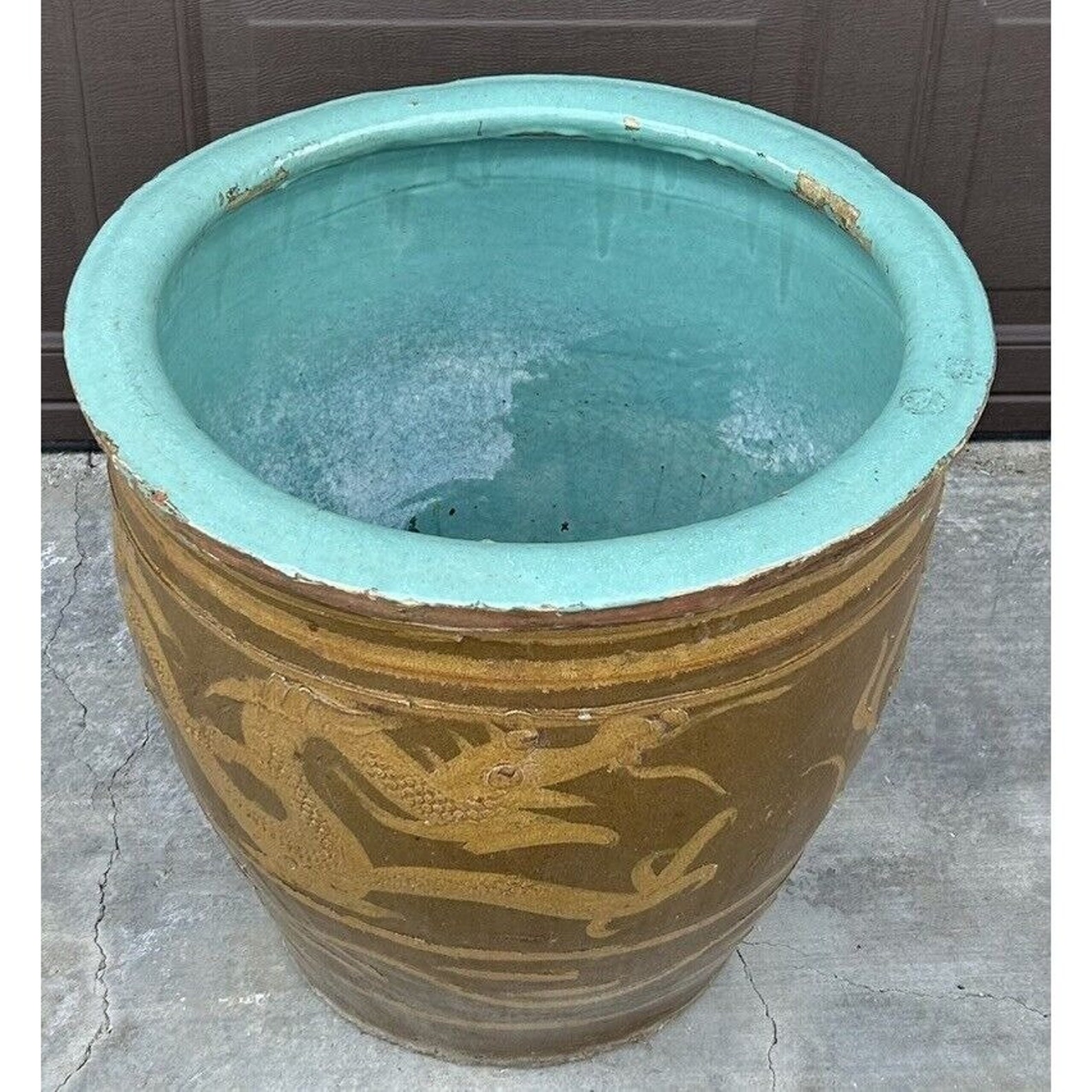 Large Pot Planter Antique Vintage Chinese Dragon Egg Pot 19 Jardiniere ...