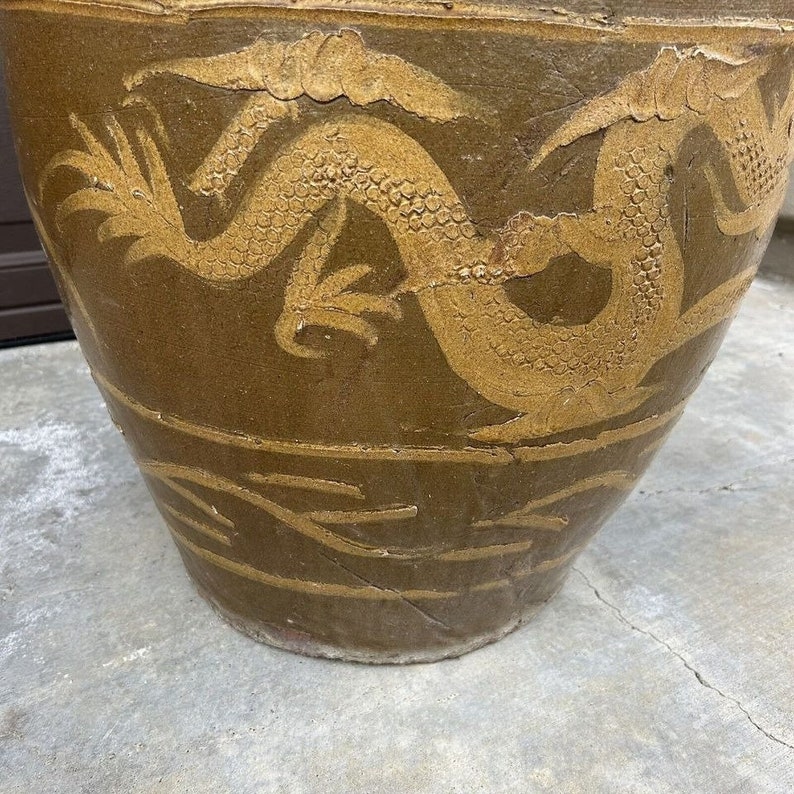Large Pot Planter Antique Vintage Chinese Dragon Egg Pot 19 Jardiniere ...