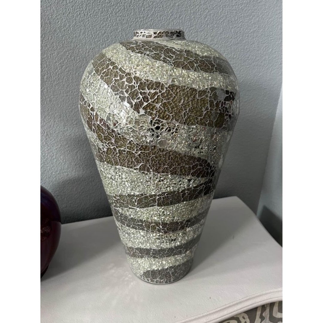 Italian Mosaic Crackled Glass Large Floor Vase - Etsy