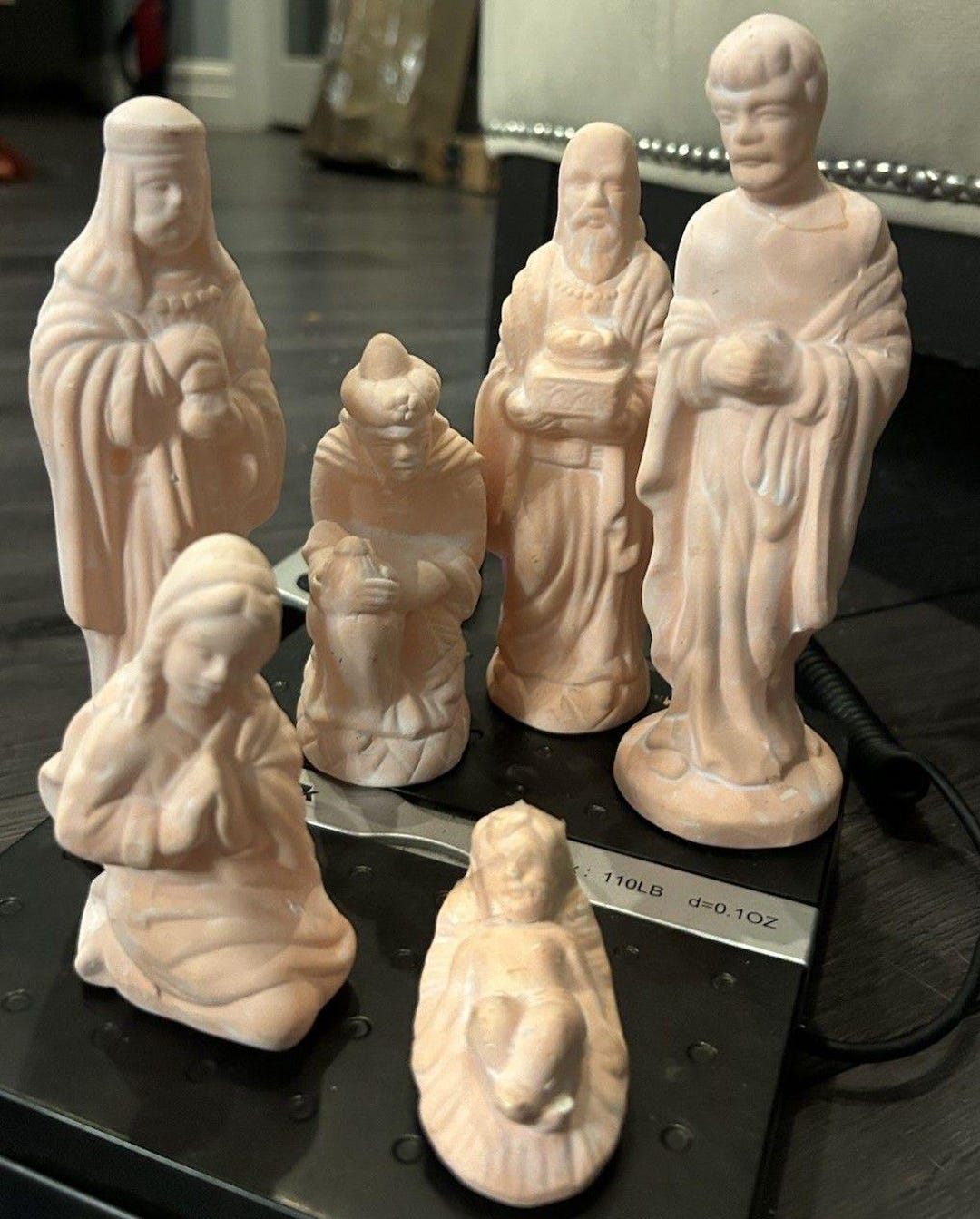 Vintage Terra Cotta Nativity 6 Piece Set Wise Men ,mary, Joseph and ...