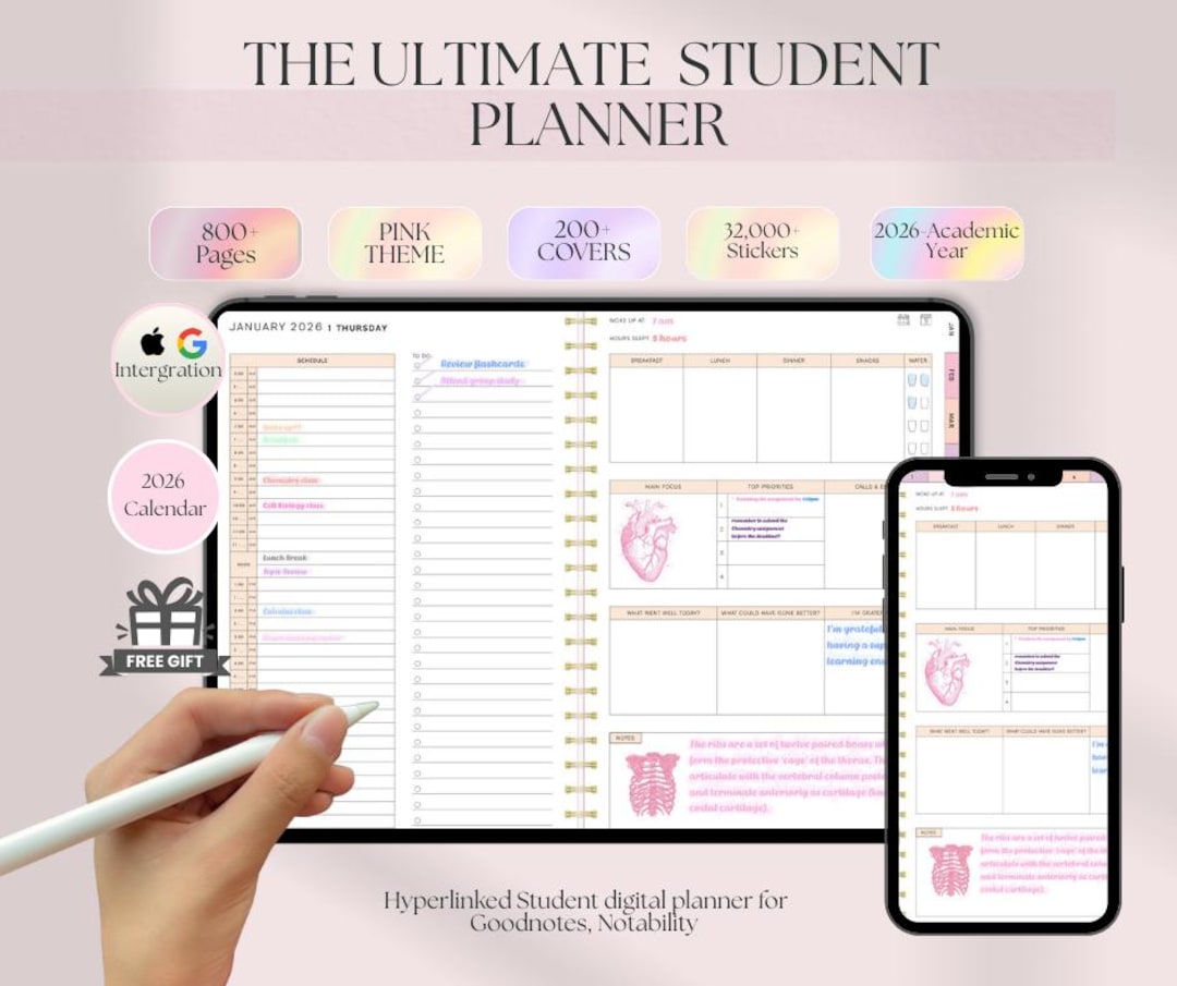 Ultimate 2026 Student Digital Planner for Ipad, Goodnotes (digital ...
