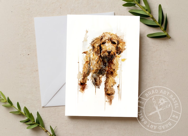 Labradoodle Watercolor Dog Art Greeting Card - Etsy