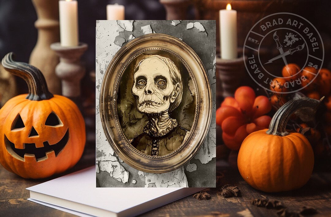 Gothic Mummy Portrait Halloween Greeting Card: Handmade Blank Card - Etsy