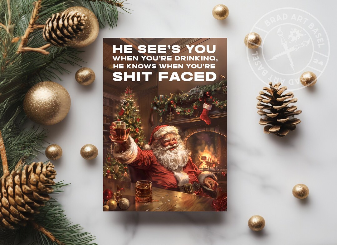 Funny Santa Christmas Card: Drinking Humor, Adult Greeting - Etsy