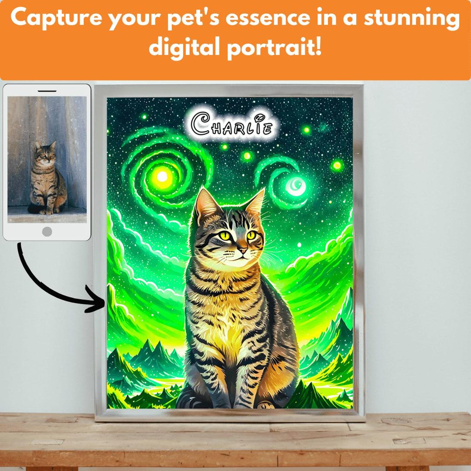 Custom Pet Portraits From Pet Photos Personalized Digital Art for Cats ...