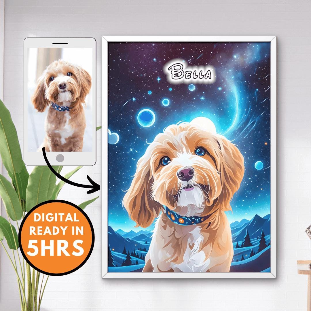 Custom Pet Portraits From Pet Photos Personalized Digital Art for Cats ...