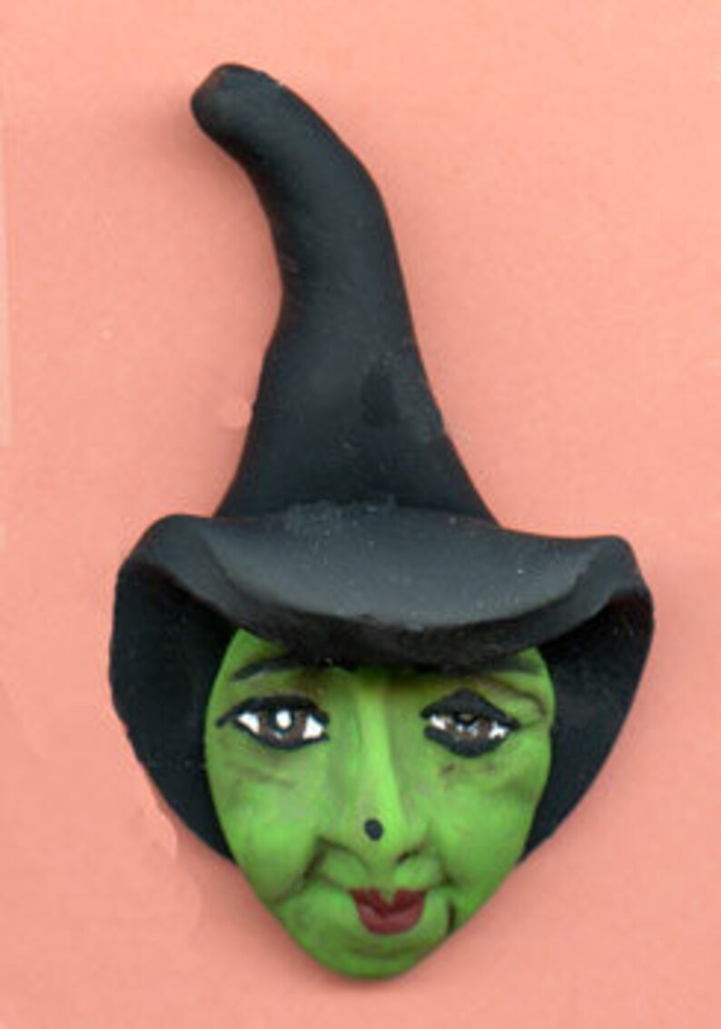 Clay Jewelry Making & Beading A Darker Green Polymer Witch or Crone Art ...
