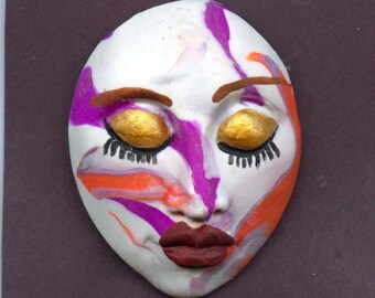 New ! Polymer Clay One of A Kind Detailed Abstract Swirled Clay Face ...