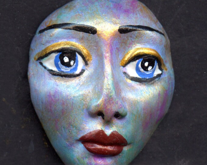 New !! A One of a Kind Polymer Clay Blue Alcohol Inked Face Cab ABI 2 ...