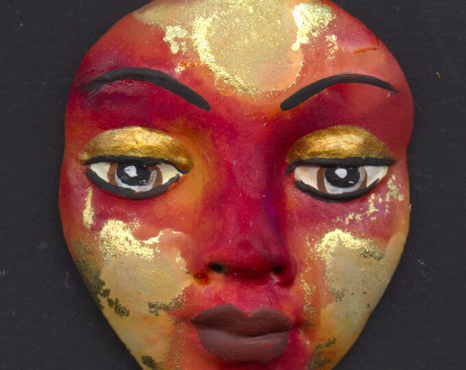 New ! Polymer Clay One of A Kind Detailed Abstract Alcohol Inked Face ...